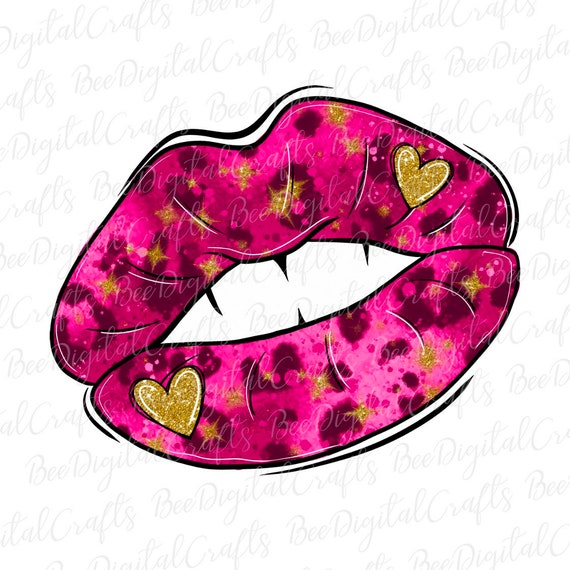 Pink Leopard Lips With Heart PNG Download Valentine's Day | Etsy
