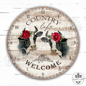 12 Inch Large Printable Image, Country Style Clock Face, Welcome ...