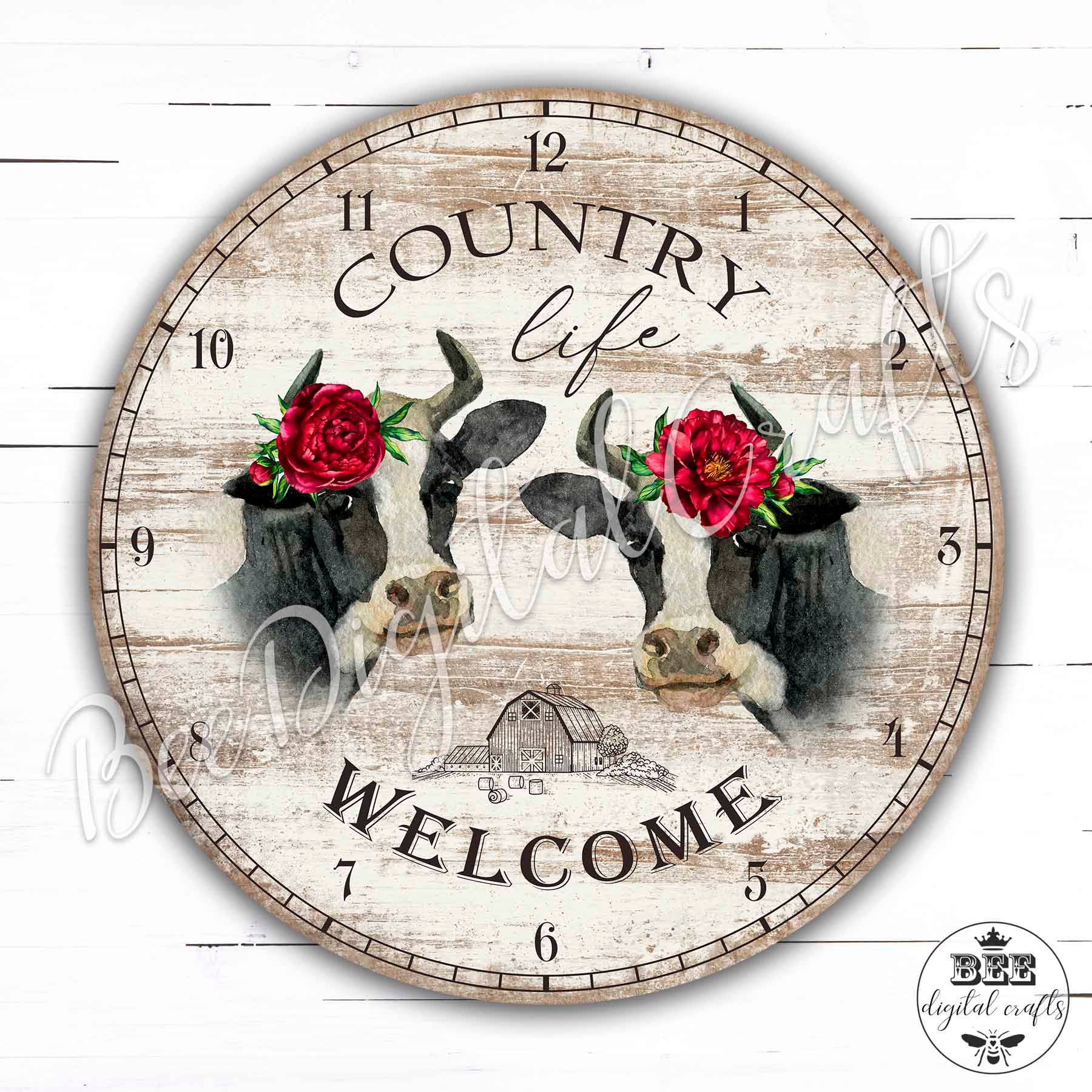 12 Inch Large Printable Image Country Style Clock Face - Etsy