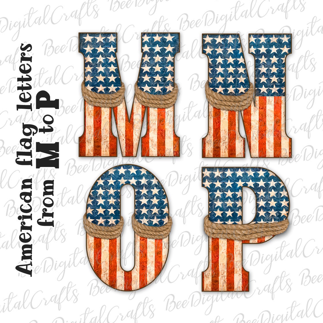 American Flag Letters PNG Download Patriotic Alphabet From M | Etsy