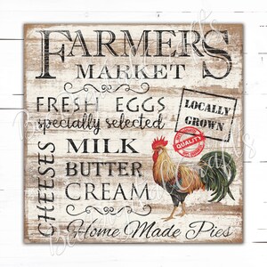 Digital Download Farm House Sign With Rooster on Vintage Wood ...