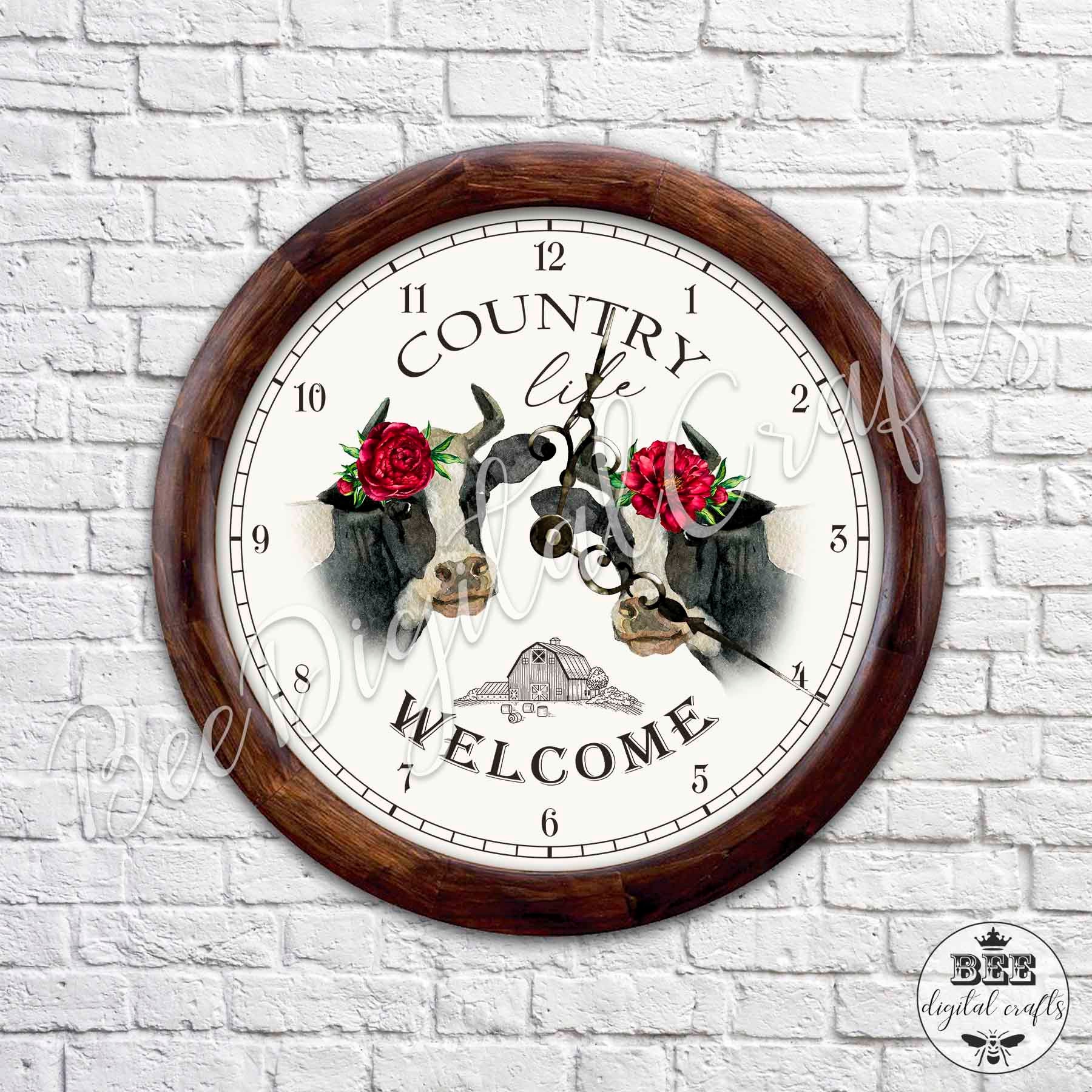 12 Inch Large Printable Image Country Style Clock Face - Etsy