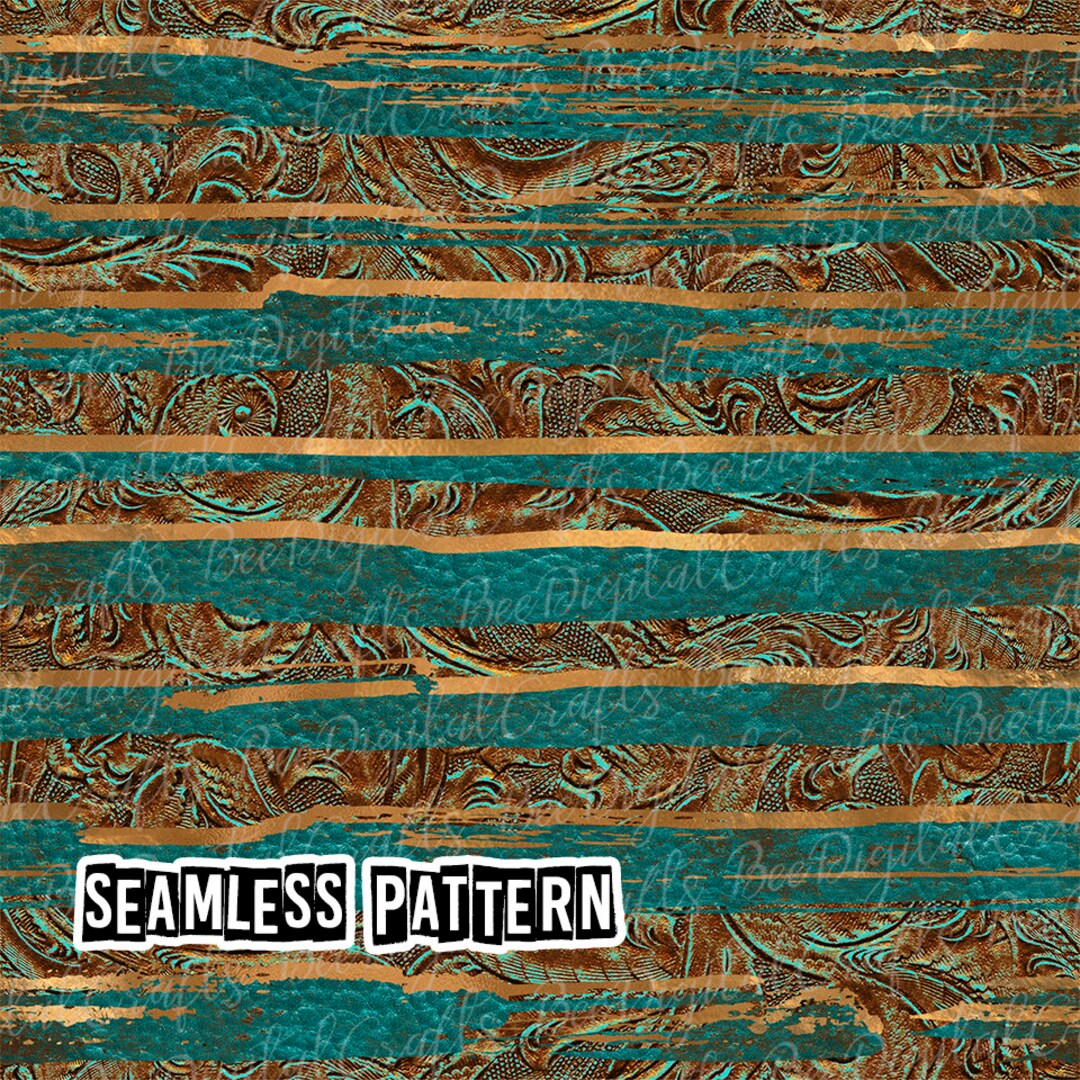 SEAMLESS Pattern Tooled Leather Western Digital Fabric Design Glitter ...