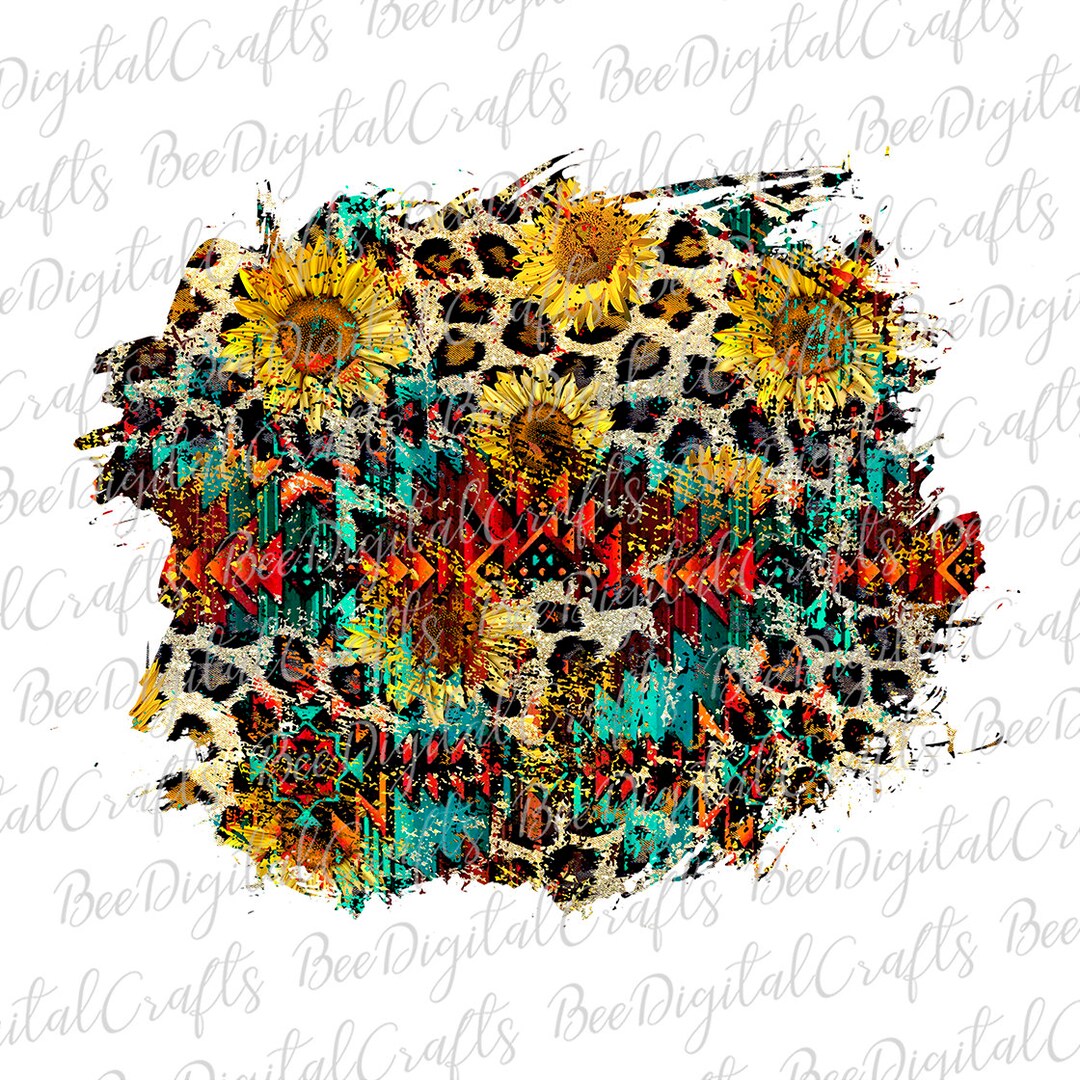 Aztec Leopard Grunge Frame PNG Download Sunflower Western Background ...