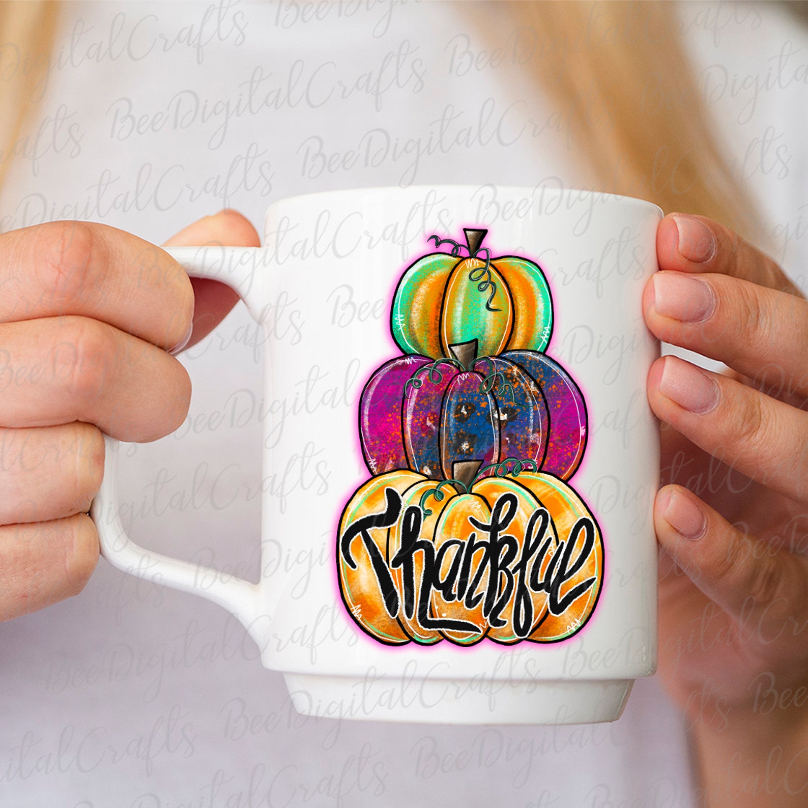 Watercolor Pumpkin Sublimation Design Thankful PNG Download - Etsy