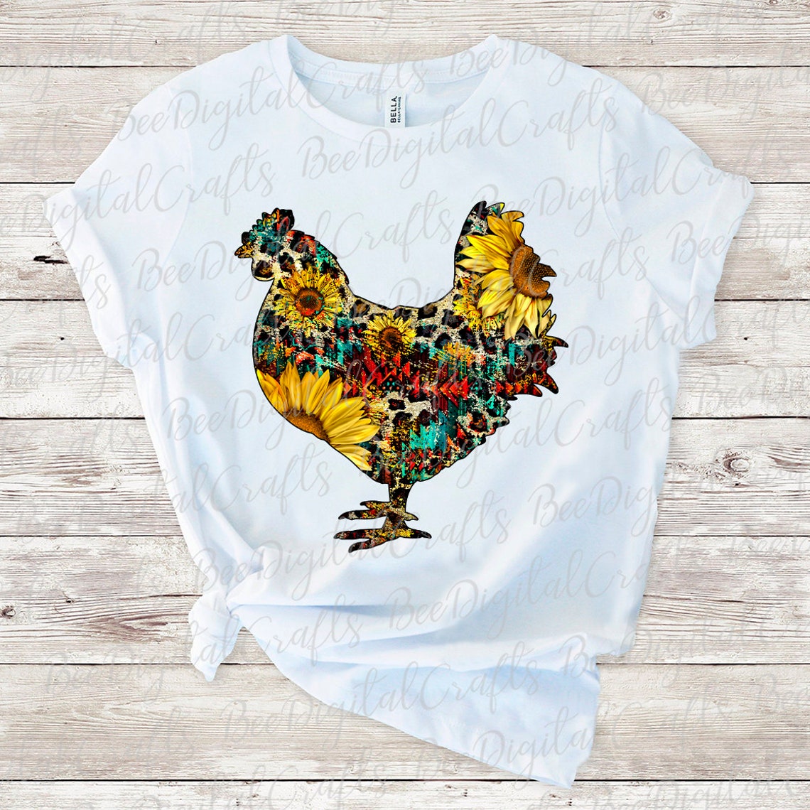 Aztec Chicken With Sunflower PNG Download Western Sublimation - Etsy