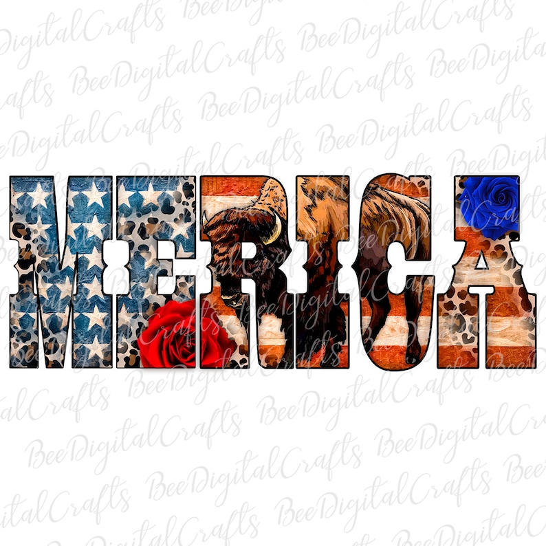 America Flag Sublimation Design Merica Letters With Leopard - Etsy