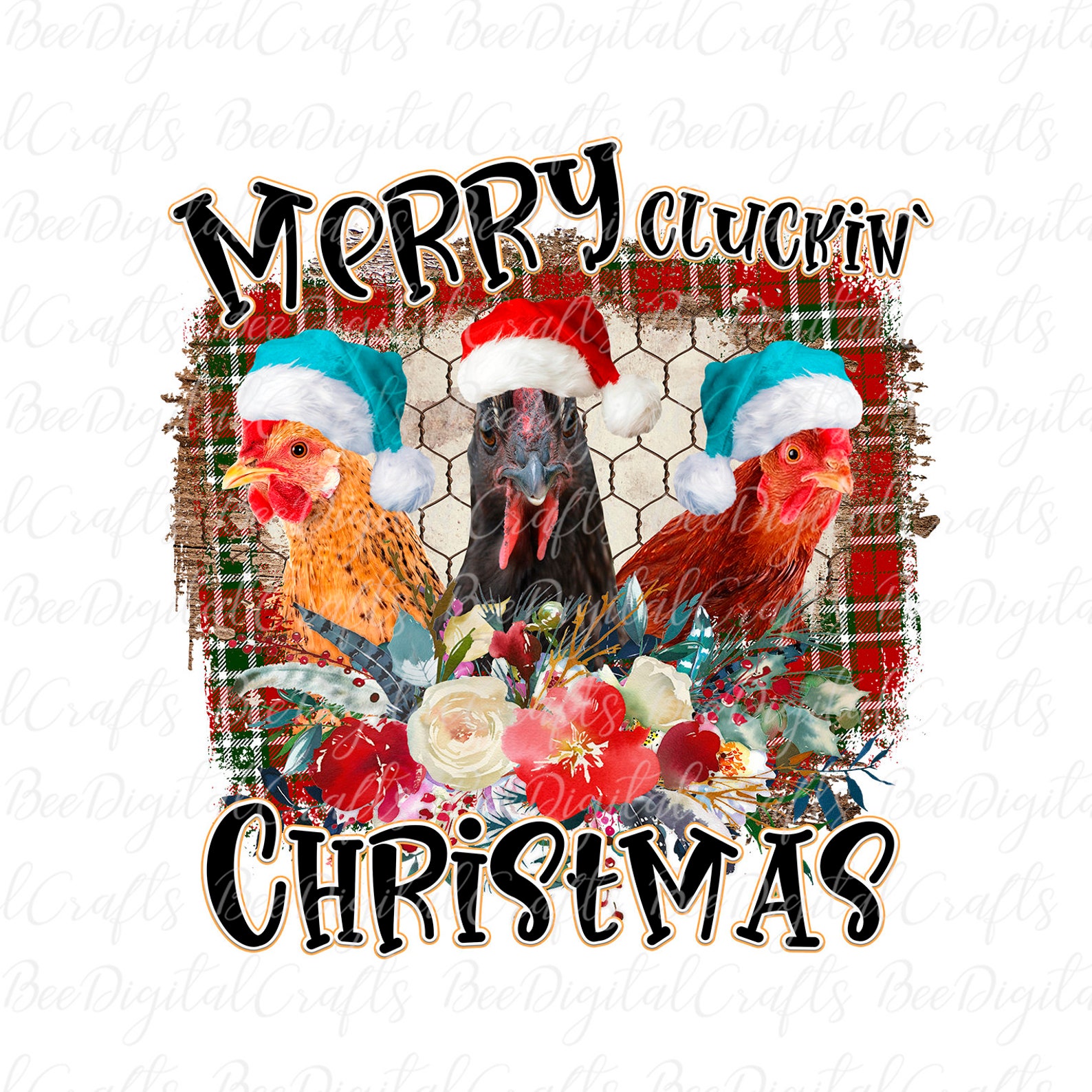 Christmas Chicken Sublimation Design Merry Clucking Christmas - Etsy