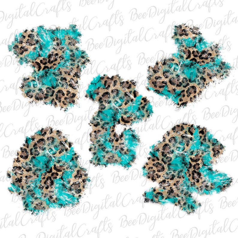 Turquoise and Leopard Patch Sublimation Design Western - Etsy