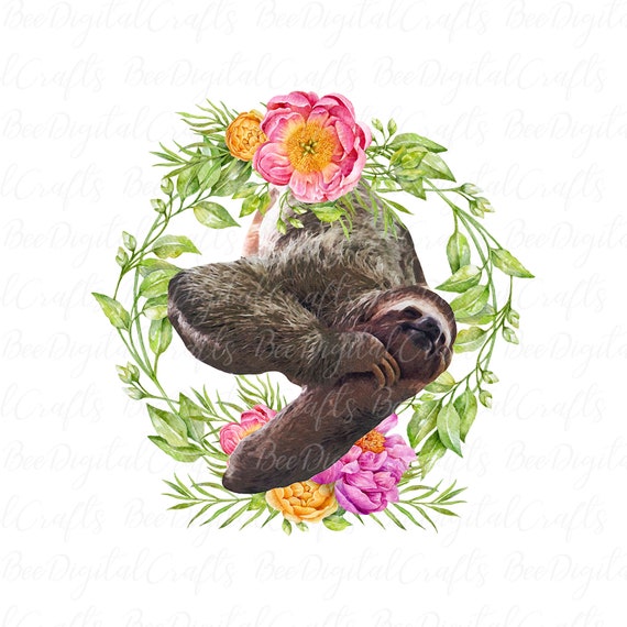 Watercolor Sloth PNG Sublimation Download Cute Animal Digital - Etsy