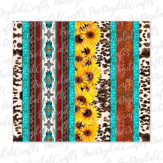 Tumblers & Water Glasses Western Cow Print Sunflower Collage Tumbler ...