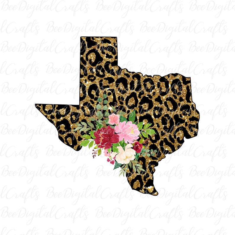 Texas Sublimation Design Leopard Print PNG Download USA States Clipart ...