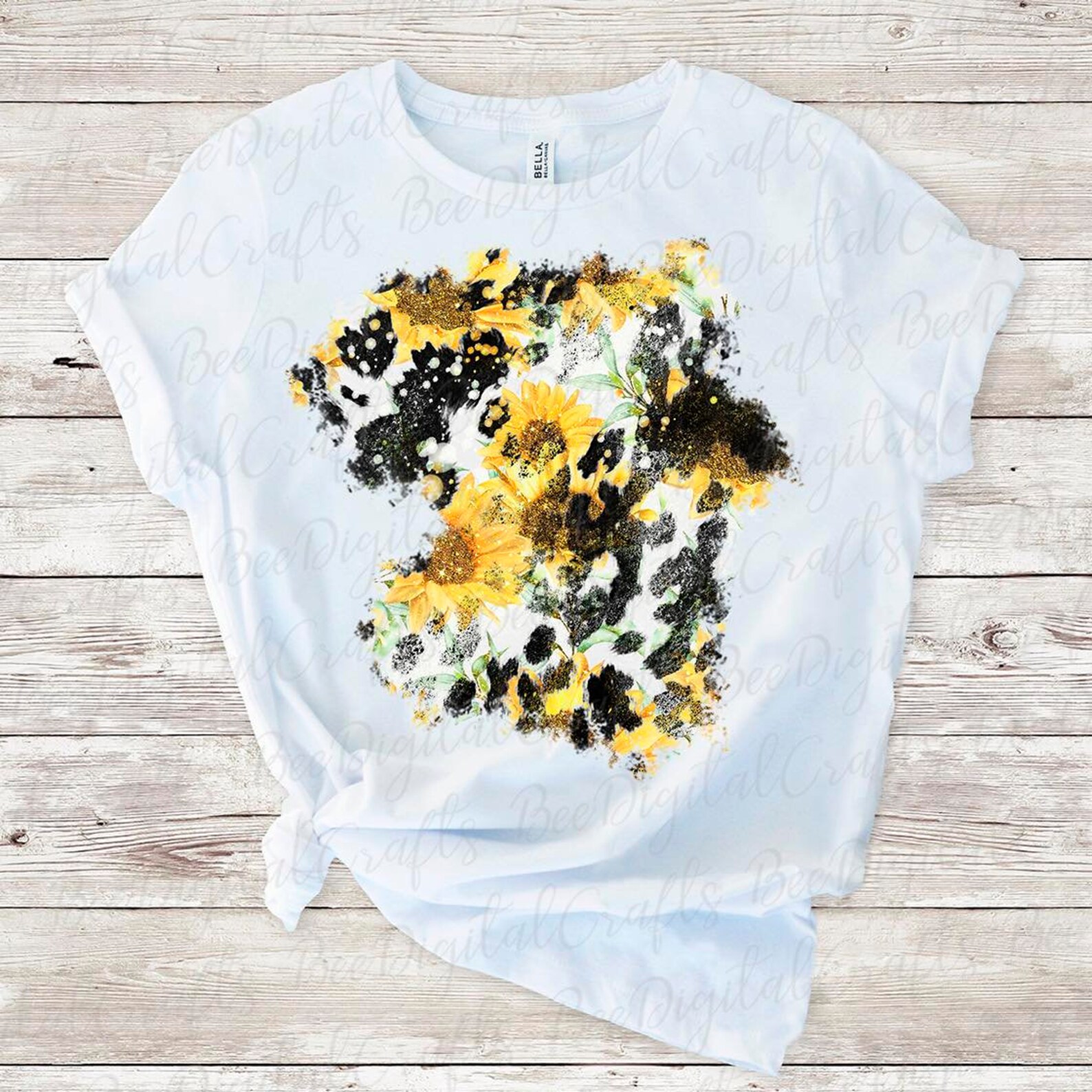 Sunflower Cowhide Patch Sublimation Design Western Background - Etsy