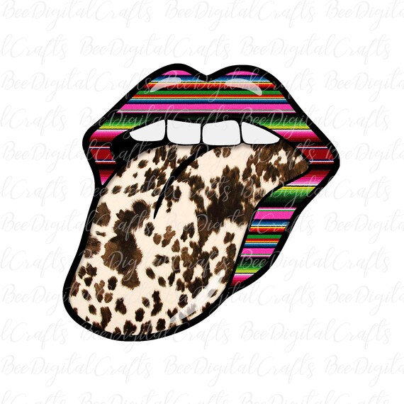 Serape Cow Skin Lips Tongue PNG Download Western Lips | Etsy