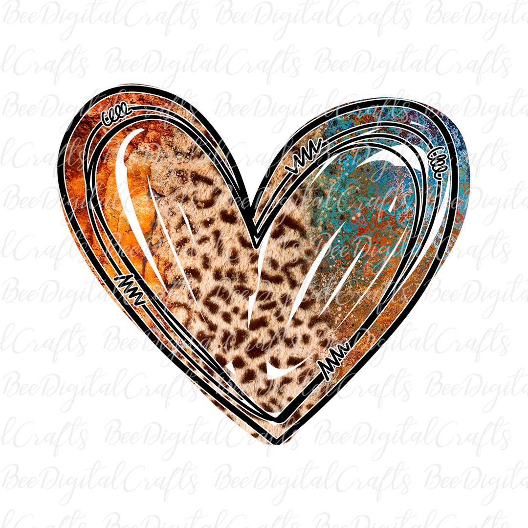 Western Heart PNG Download Valentine's Day Sublimation Design, Grunge ...