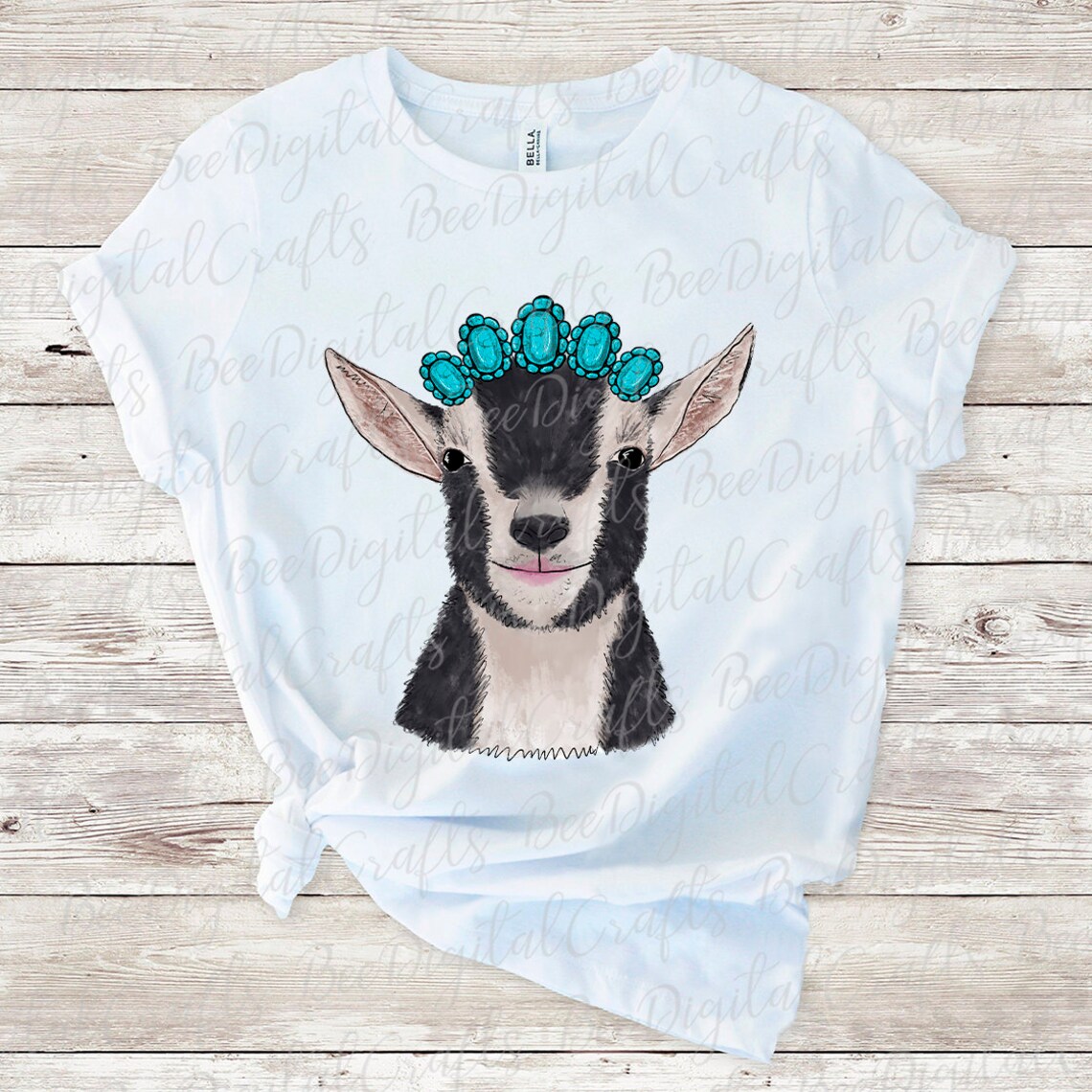 Goat With Turquoise Sublimation Design Hand Drawn PNG Download - Etsy