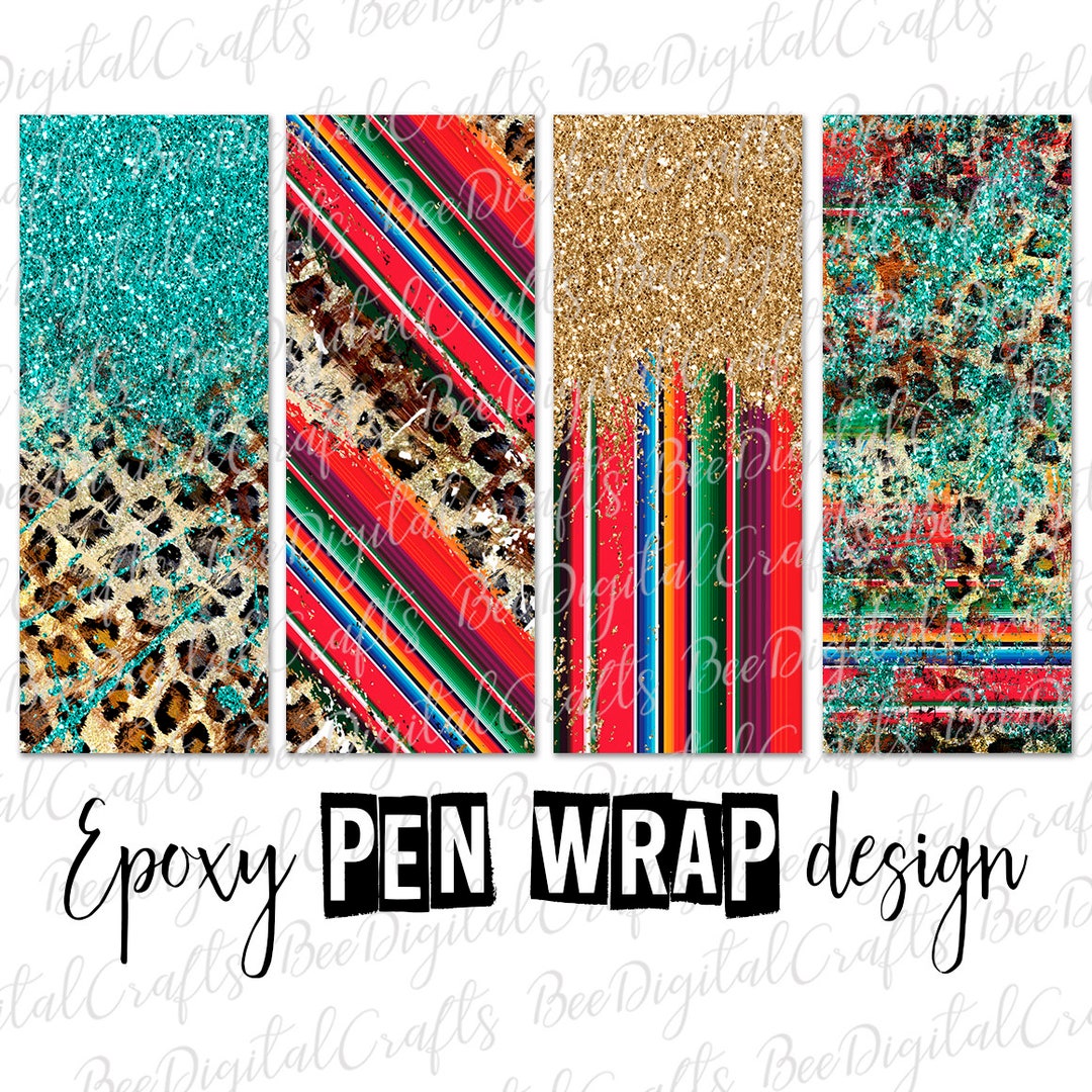Serape Leopard Pen Wrap Template Turquoise Glitter Ink Joy Wrap ...