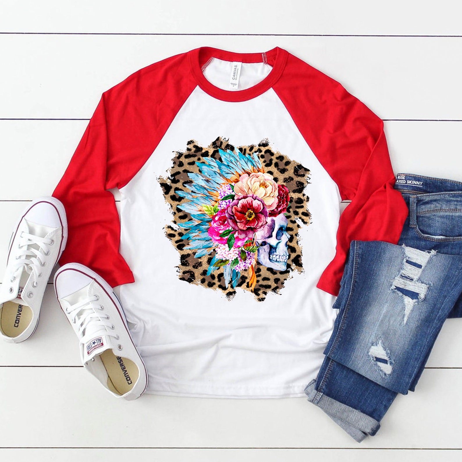 Floral Skull Leopard Print Background PNG Download - Etsy