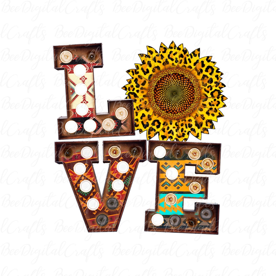 Western Love Letters PNG Download Sunflower Sublimation Design ...