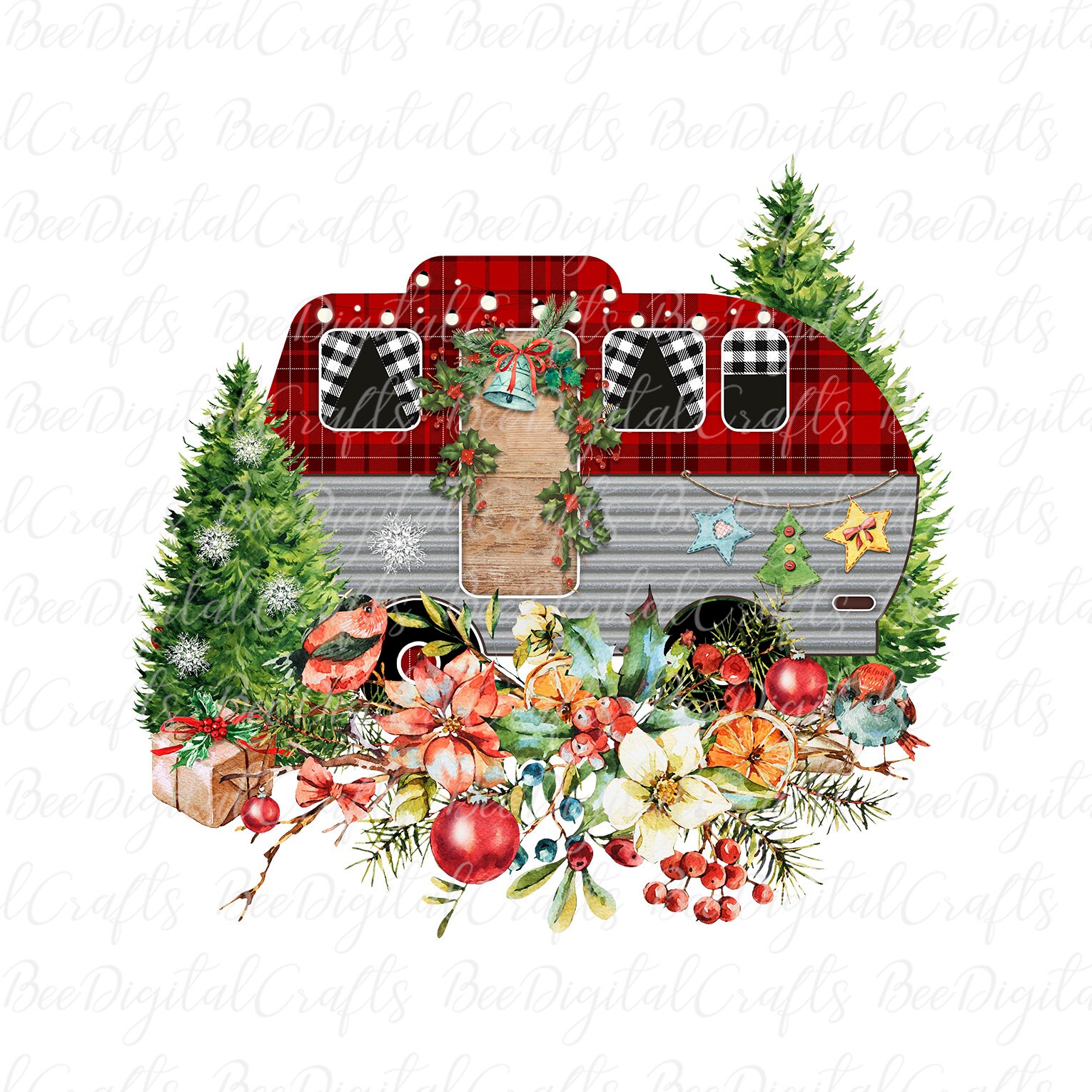 Download Camper With Christmas Tree Christmas Camper PNG - Etsy