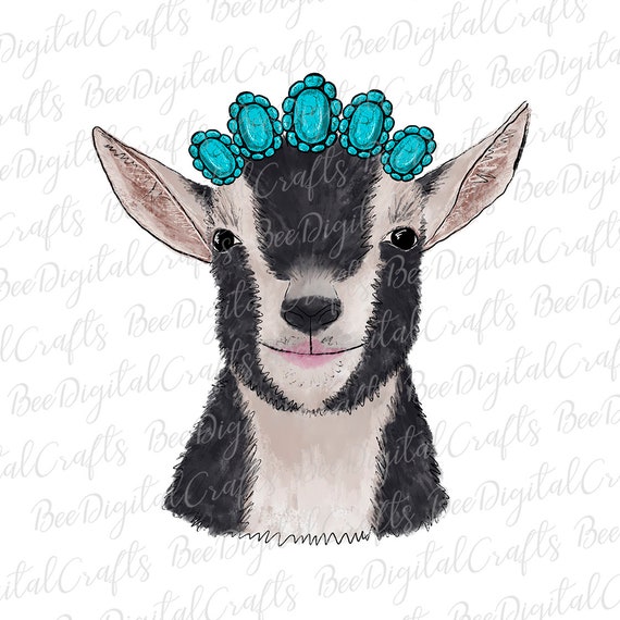 Goat With Turquoise Sublimation Design Hand Drawn PNG Download - Etsy