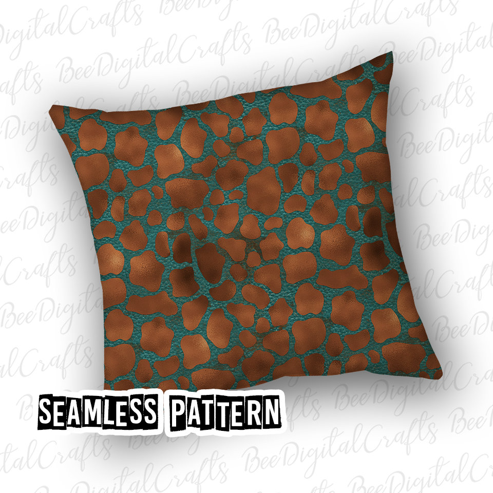 SEAMLESS Pattern Cowhide Teal Leather Western Digital Fabric - Etsy
