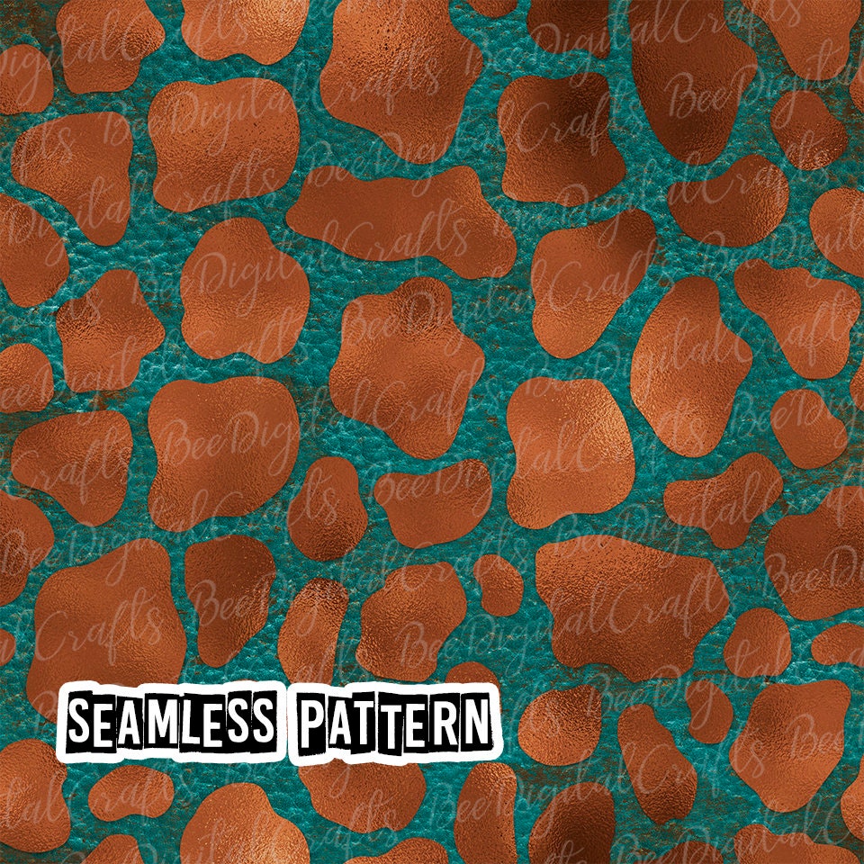 SEAMLESS Pattern Cowhide Teal Leather Western Digital Fabric - Etsy