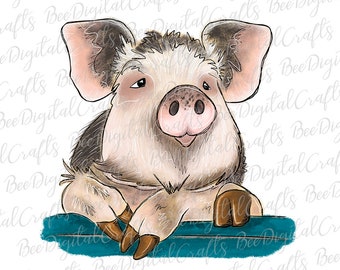 Funky Pig PNG Hand Drawn Sublimation Design - Etsy