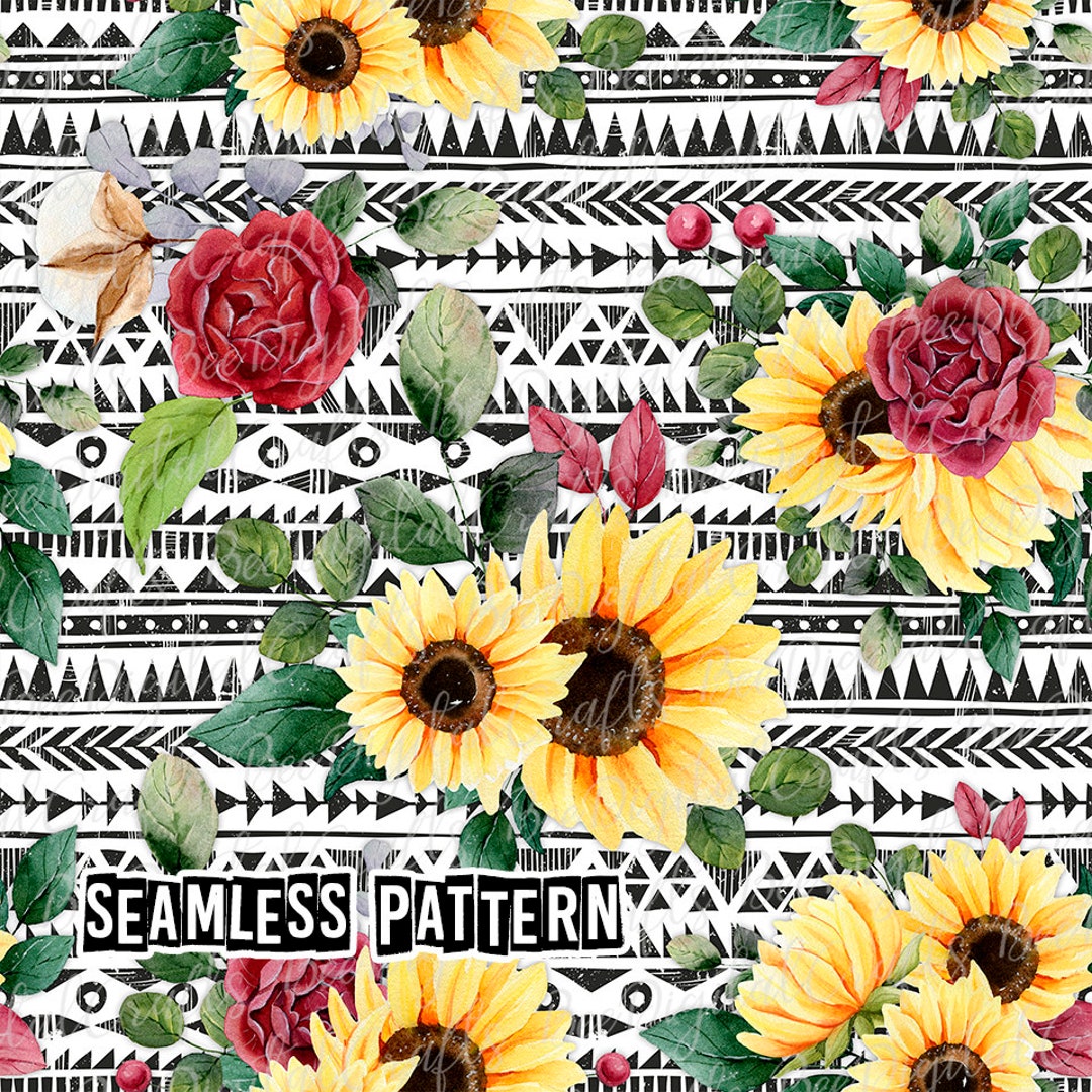 SEAMLESS Pattern Sunflower Aztec Digital Fabric Design Flower - Etsy