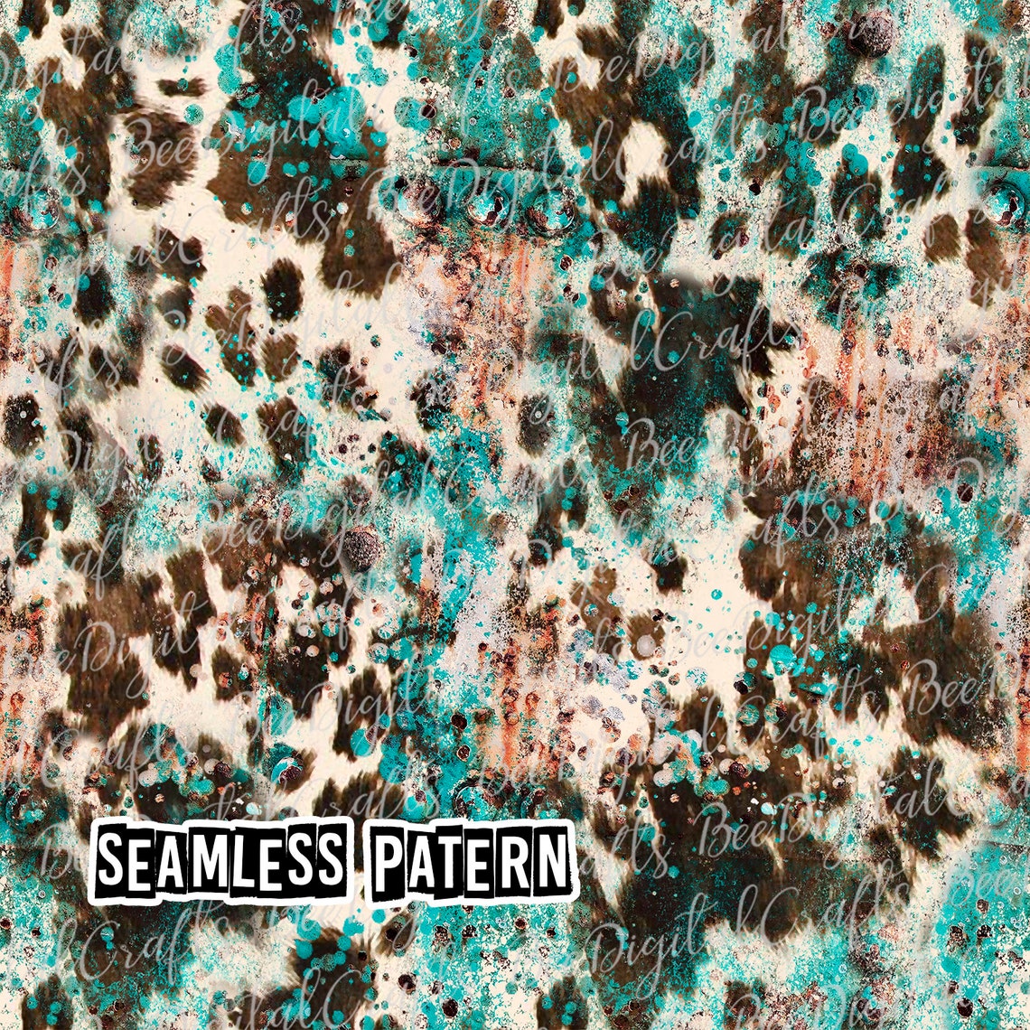 SEAMLESS Pattern Cowhide and Rustic Western Digital Fabric - Etsy