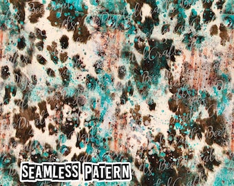 SEAMLESS Pattern Cowhide Western Digital Fabric Design Cow Skin ...