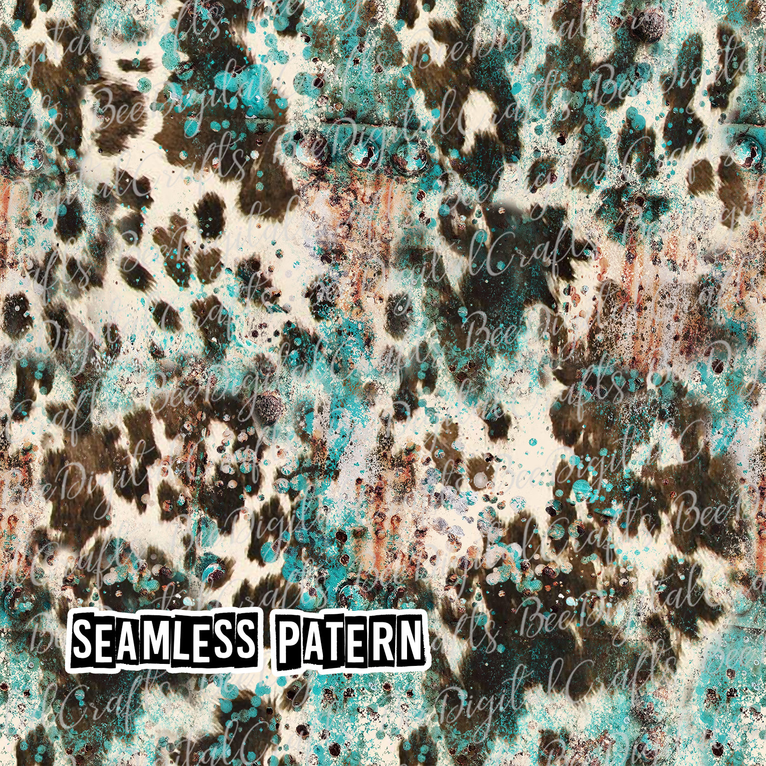 SEAMLESS Pattern Cowhide and Rustic Western Digital Fabric - Etsy