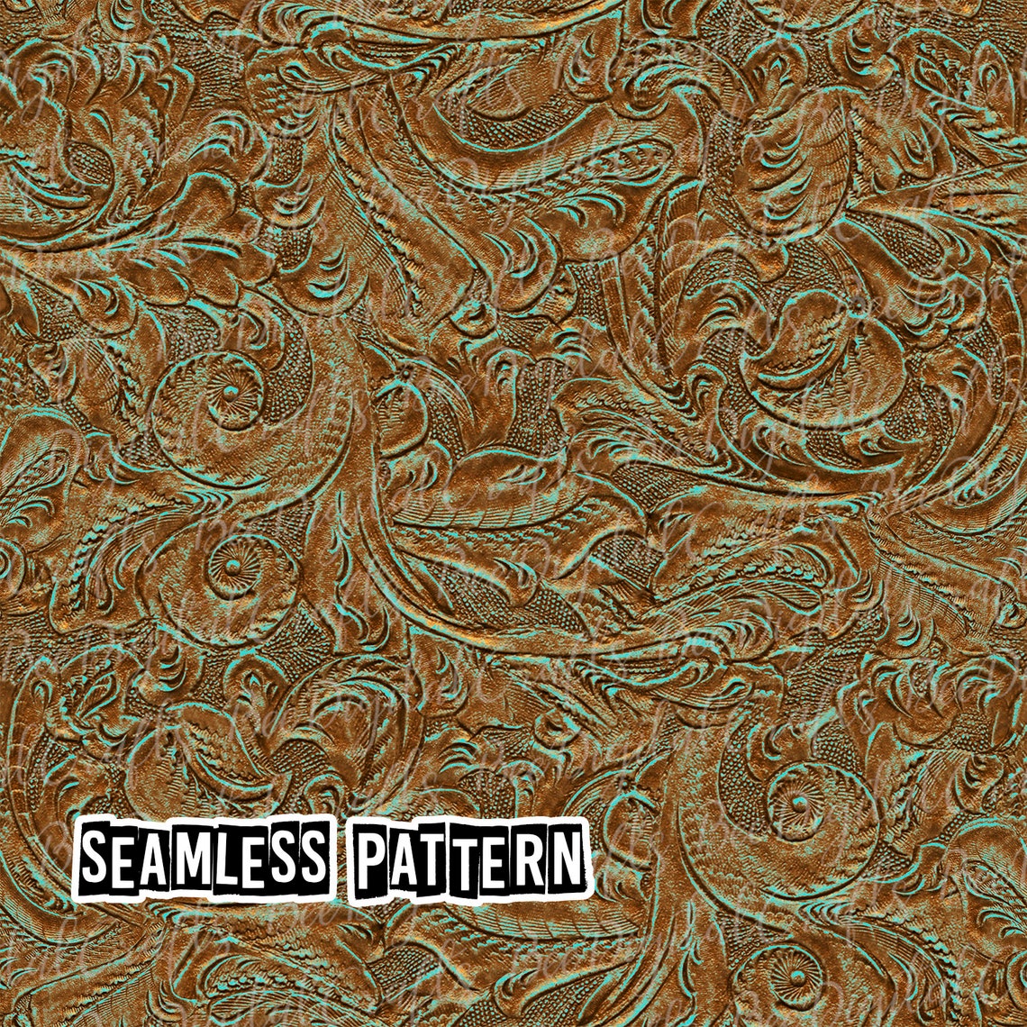 SEAMLESS Pattern Patina Tooled Leather Design Western Digital - Etsy