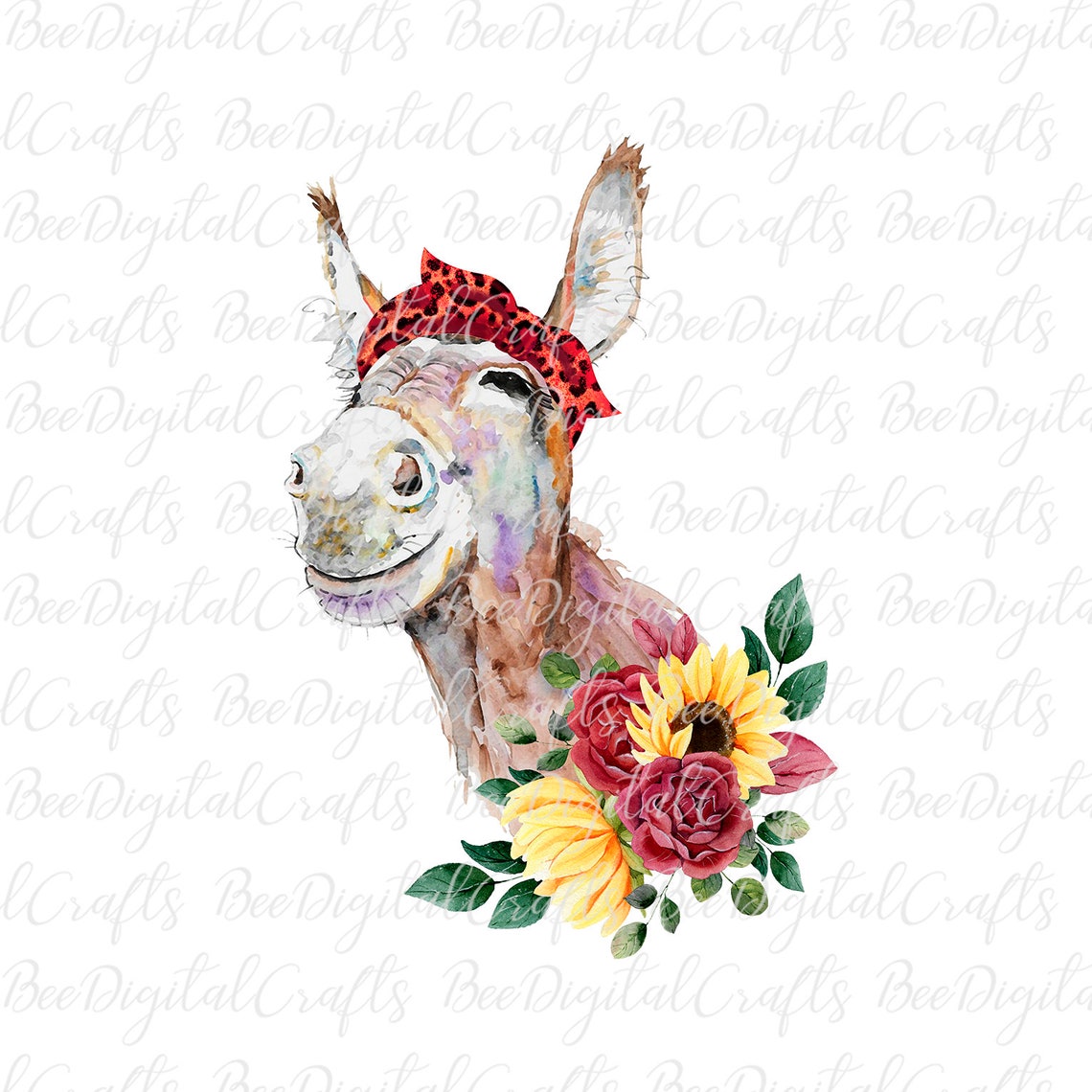 Donkey PNG Download Floral Animal Sublimation Design - Etsy