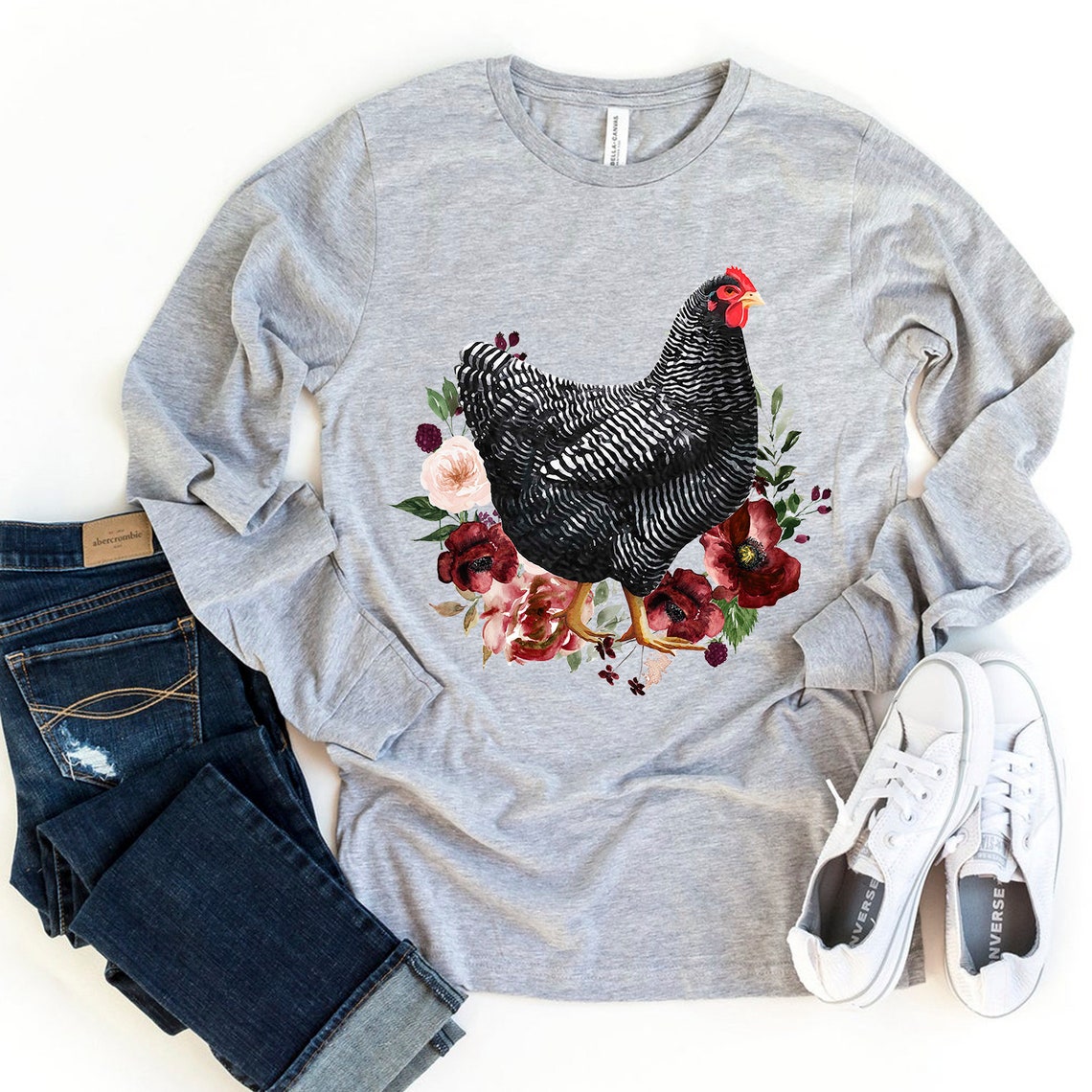 Floral Chicken Sublimation Design Watercolor Farm Animal PNG | Etsy