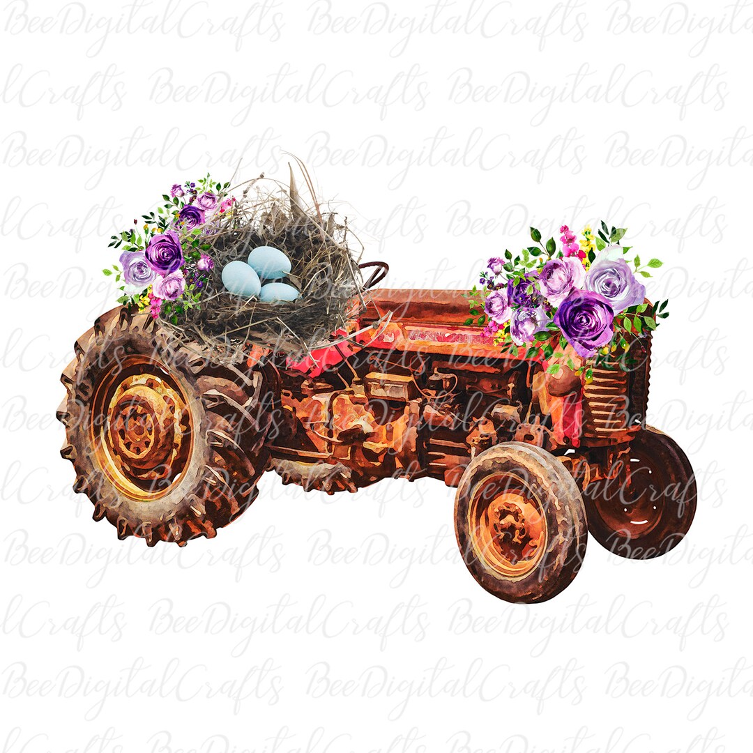 Easter Tractor PNG Sublimation Design Watercolor Tractor PNG Download ...
