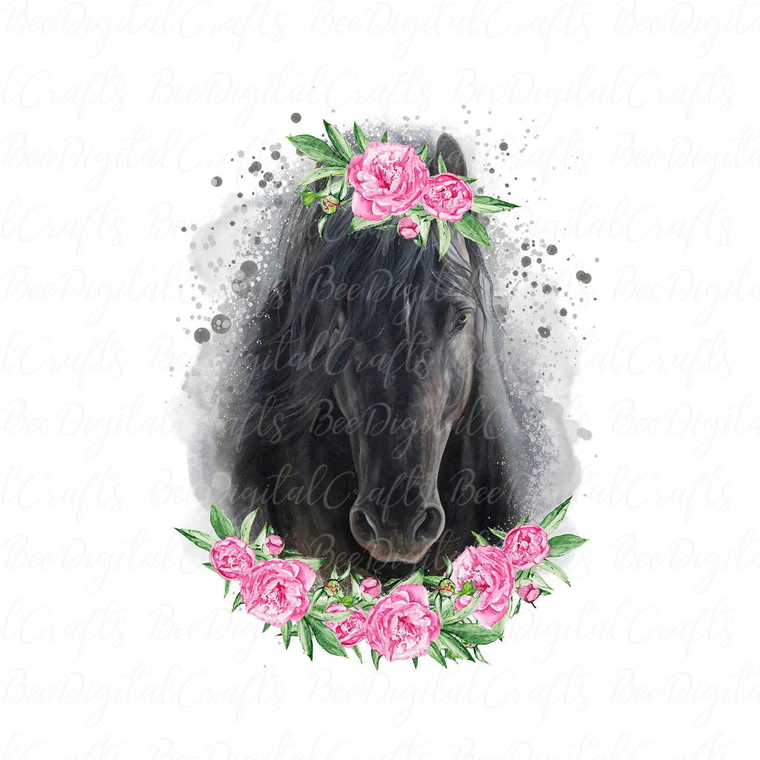 Floral Horse PNG Sublimation Download Watercolor Horse PNG - Etsy UK