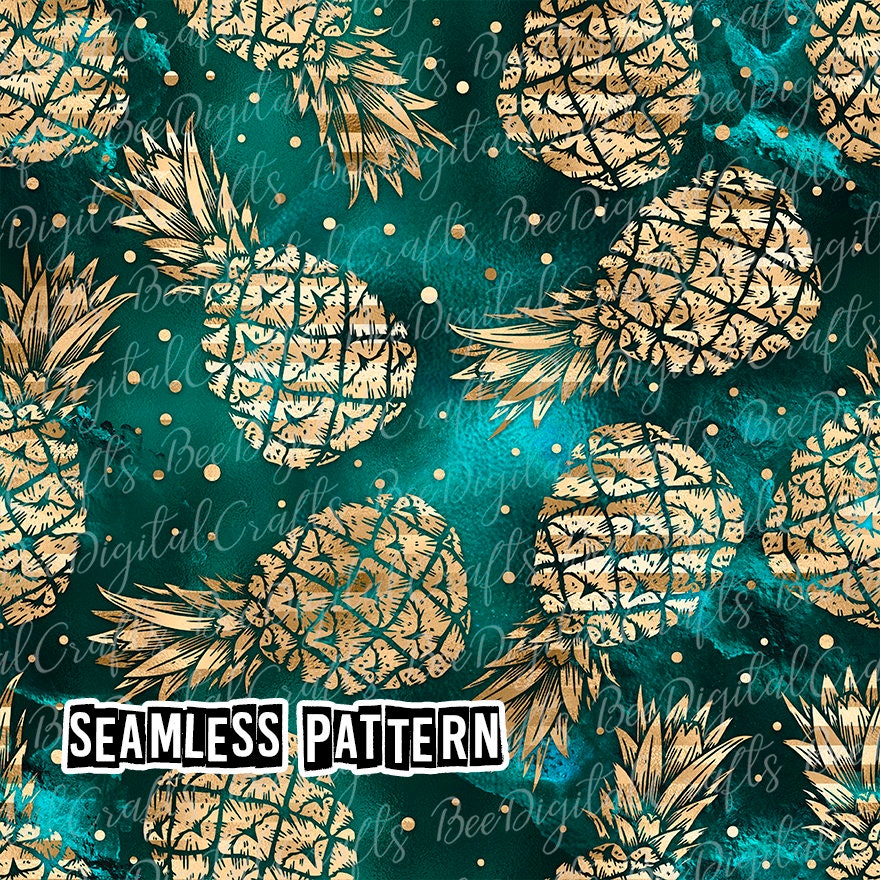 SEAMLESS Pattern Pineapple Tropical Fruit Digital Fabric | Etsy