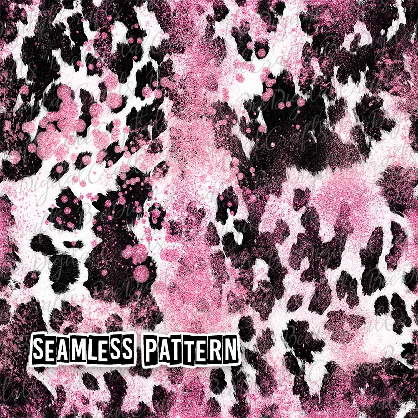 SEAMLESS Pattern Cowhide and Pink Glitter Western Digital | Etsy