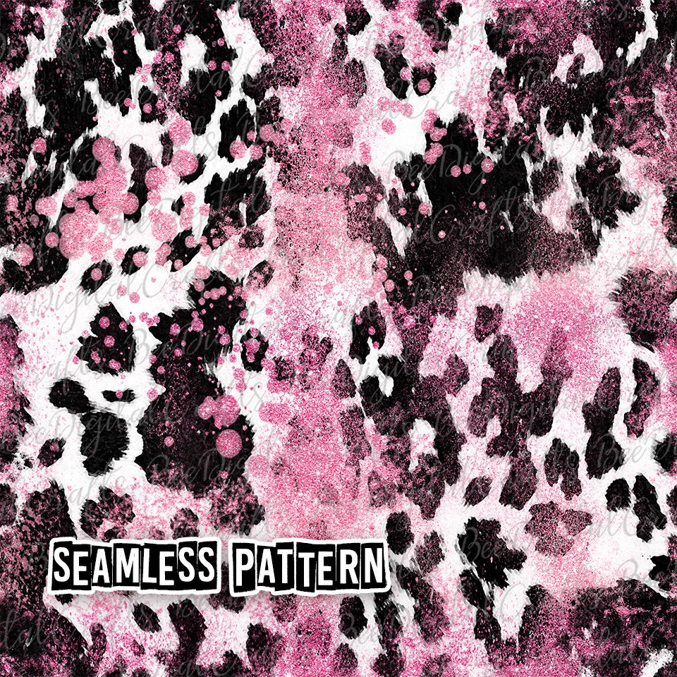 SEAMLESS Pattern Cowhide and Pink Glitter Western Digital - Etsy