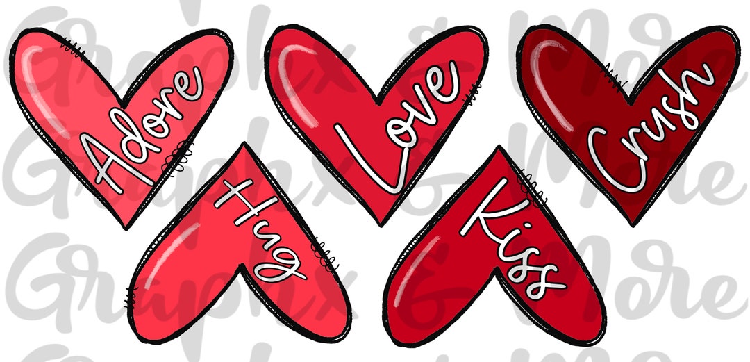 Red Hearts PNG | Sublimation Design | Hand Drawn - Etsy