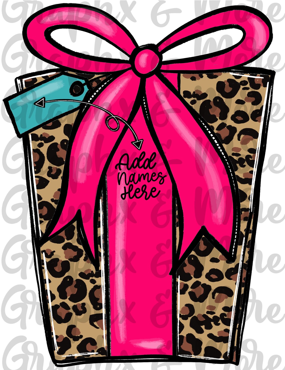 Leopard Christmas Present PNG | Hand Drawn | Sublimation Design - Etsy