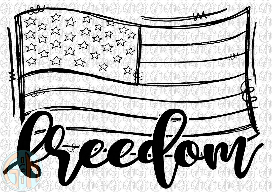 Single Color Freedom PNG | Sublimation Design | Hand Drawn - Etsy