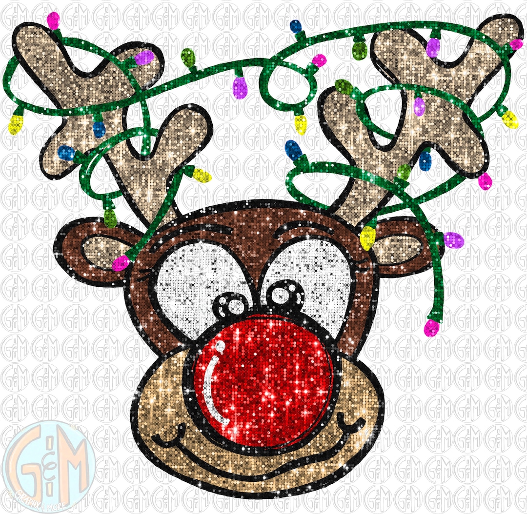 Glitter Rudolph PNG | Hand Drawn | Sublimation Design - Etsy