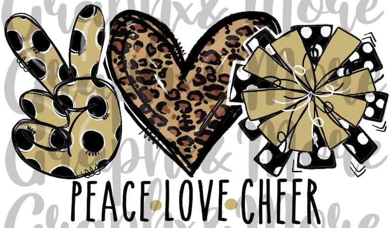 Peace. Love. Cheer PNG | Hand Drawn | Sublimation Design - Etsy