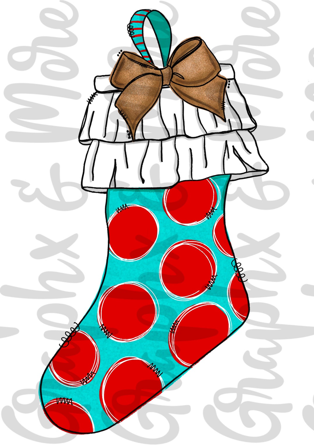 Aqua Stocking PNG | Hand Drawn | Sublimation Design - Etsy