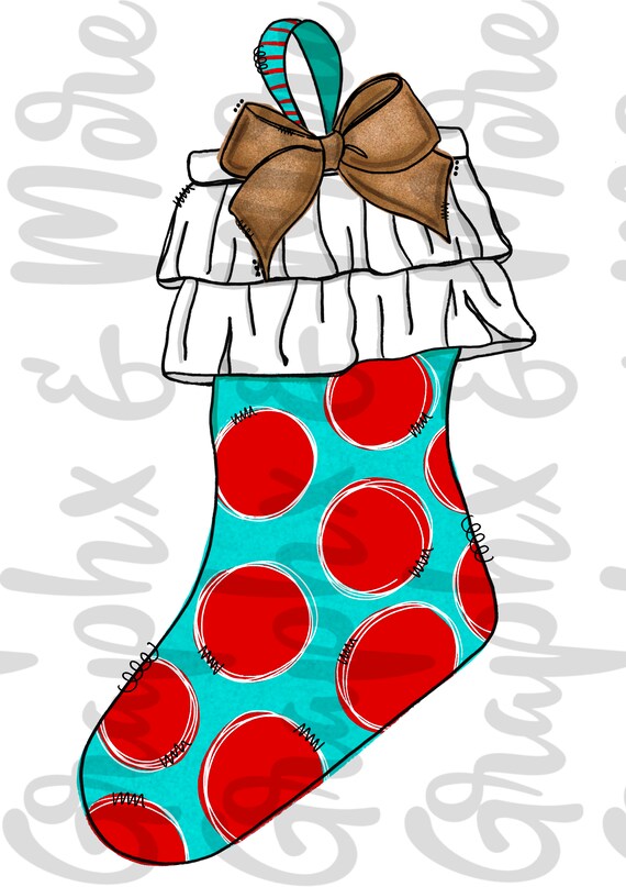 Aqua Stocking PNG Hand Drawn Sublimation Design - Etsy