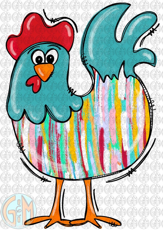 Funky Chicken PNG Hand Drawn Sublimation Design - Etsy