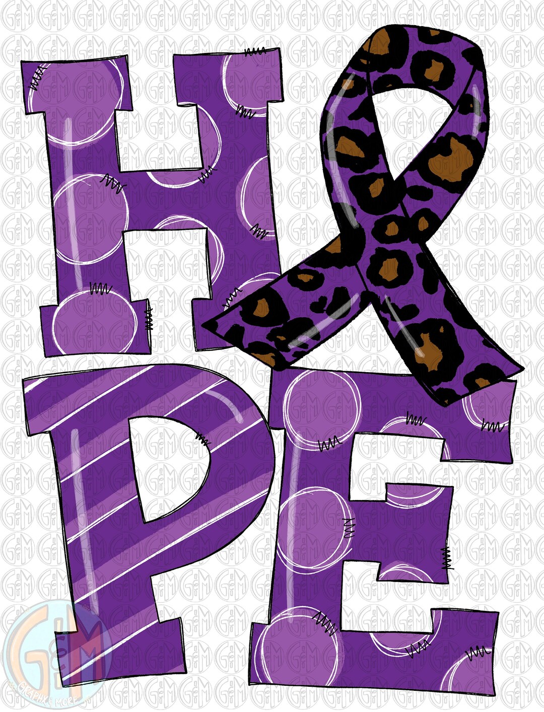 HOPE Awareness Ribbon PNG | Purple | Sublimation Design | Hand Drawn - Etsy