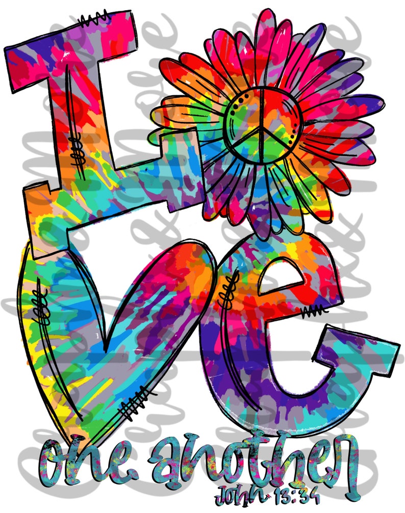 Tie Dye LOVE PNG Hand Drawn Sublimation Design - Etsy